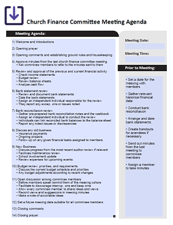 Church Finance Committee Guidelines & Free Agenda Template