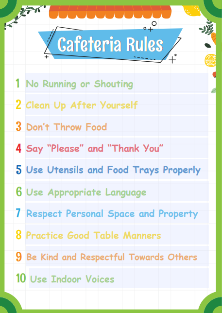 School Cafeteria Rules and Free Poster Templates