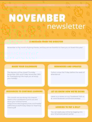 November Newsletter for Preschool or Daycare - Vanco