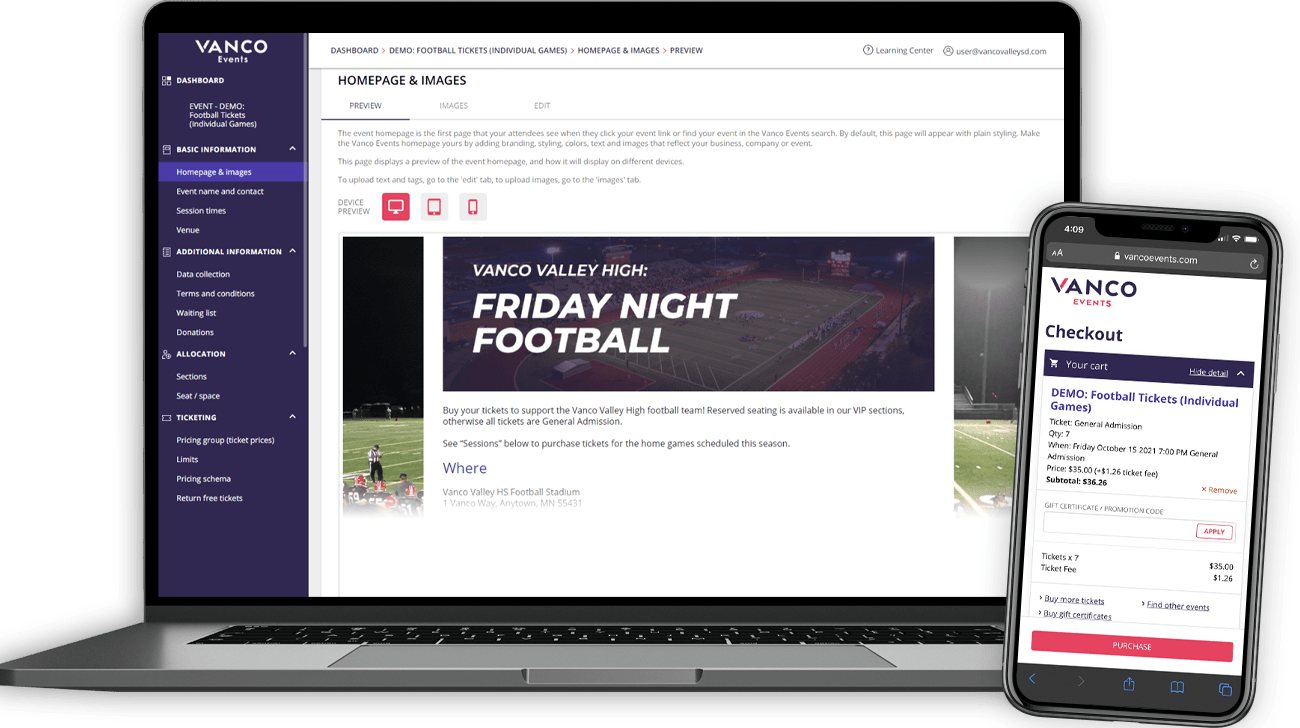 School Event Management Software for Ticketing & Registration | Vanco ...