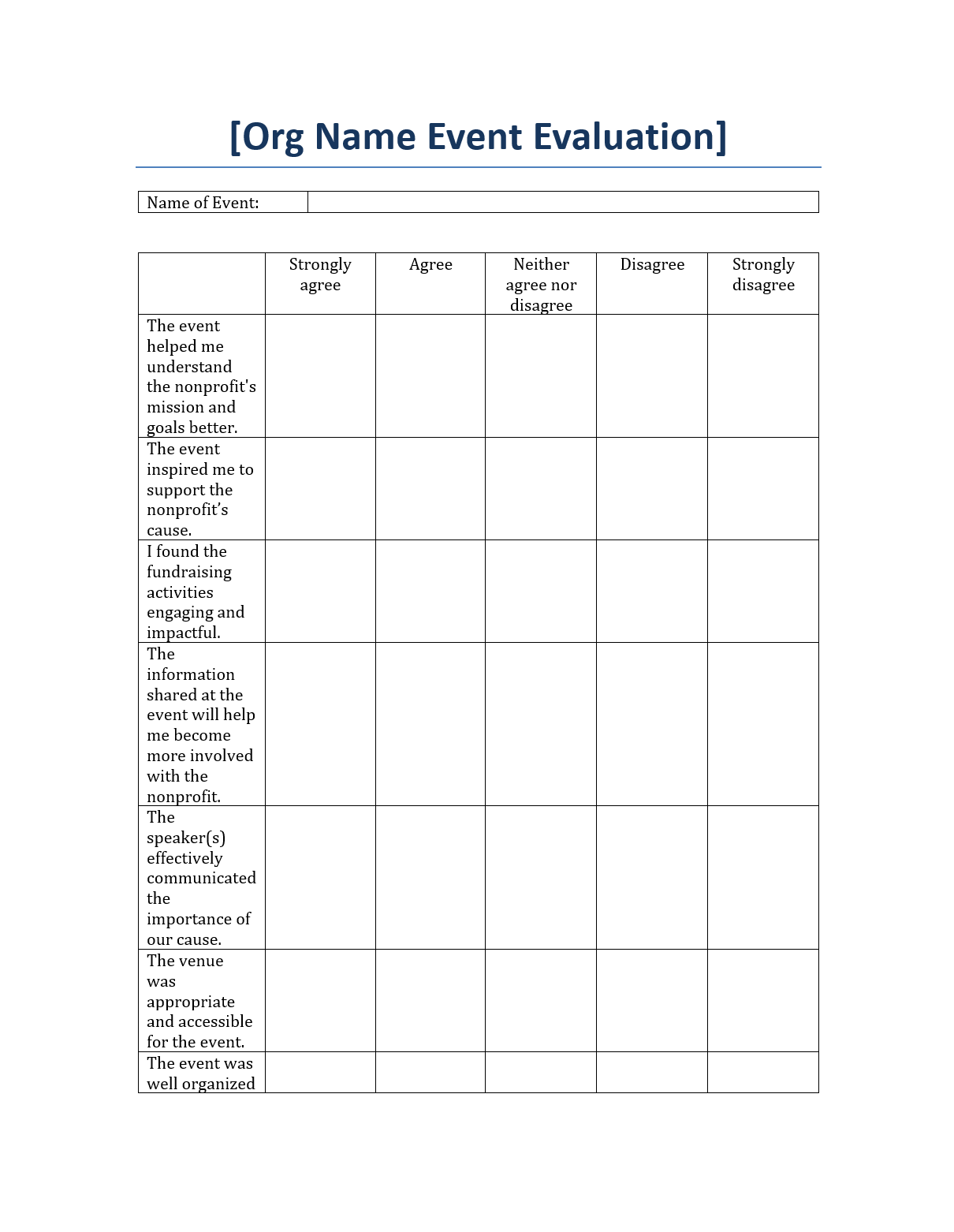 Free Event Evaluation Form Template: Easy-to-Use & Customizable