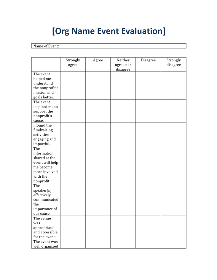 Free Event Evaluation Form Template: Easy-to-Use & Customizable