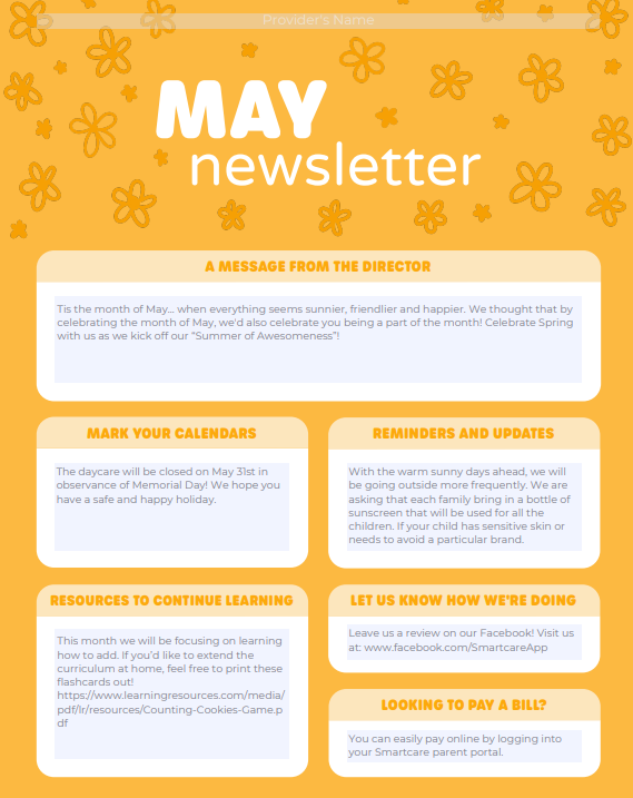 Preschool Newsletter for May: Template, Sample & Ideas - Vanco