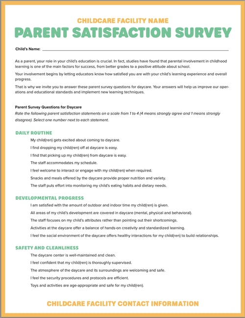 Free Daycare Parent Survey Template & Guide | Vanco