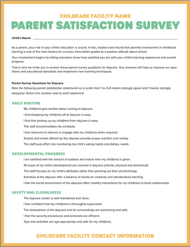 Free Daycare Parent Survey Template & Guide | Vanco