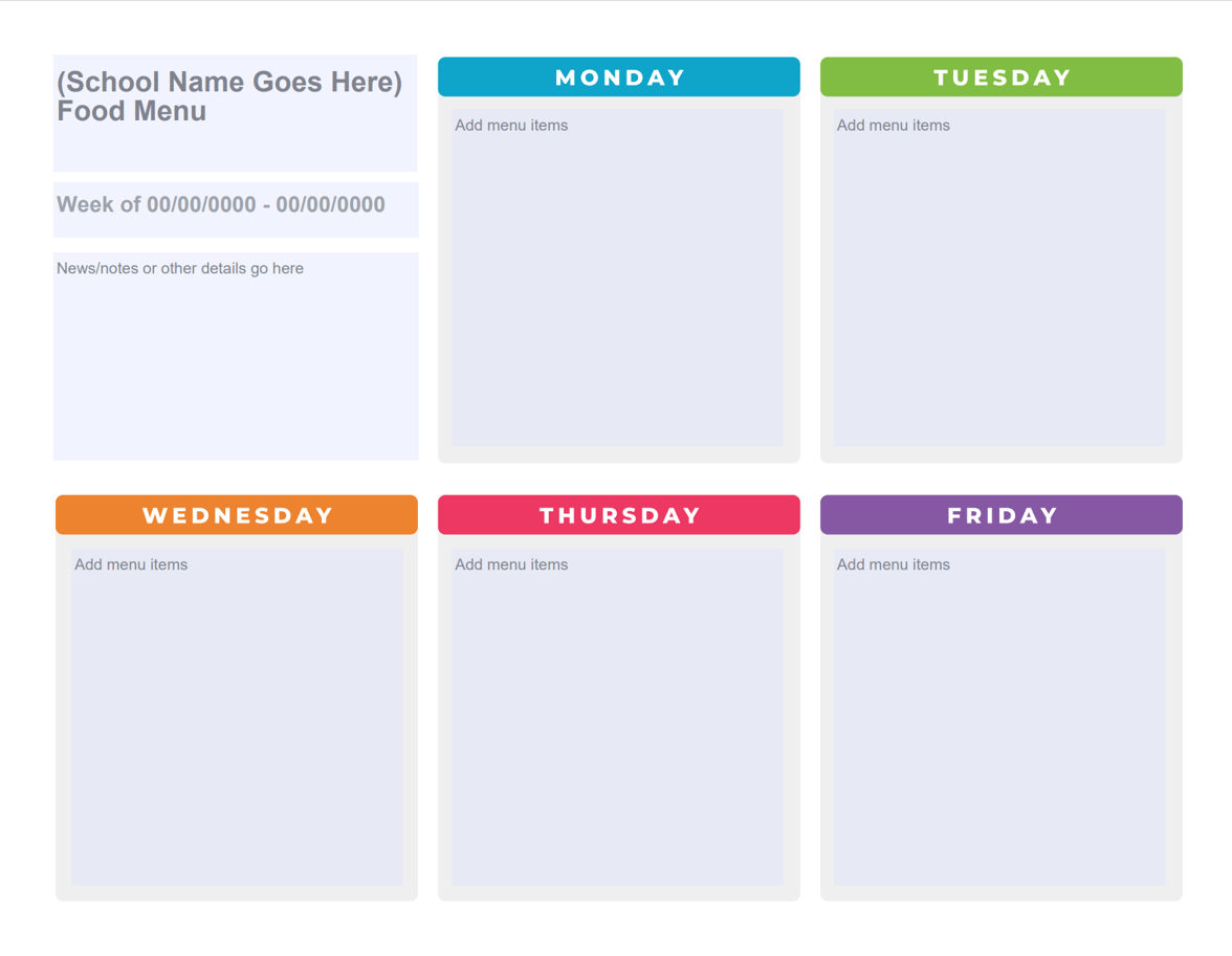 School Lunch Menu Ideas + Free Templates, Meal Plans & Tools!