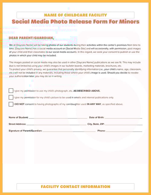Free Daycare Photo Release Form Template & Guide