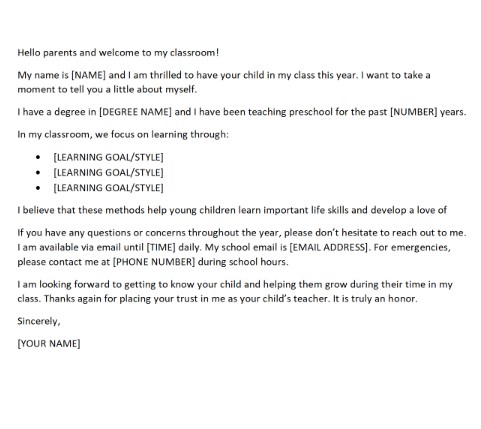 6 Templates to Help You Write a Preschool Welcome Letter to Parents | Vanco