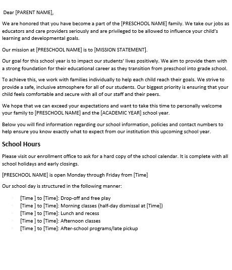 6 Templates to Help You Write a Preschool Welcome Letter to Parents | Vanco