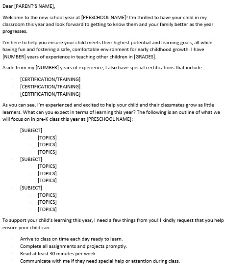 6 Templates to Help You Write a Preschool Welcome Letter to Parents | Vanco